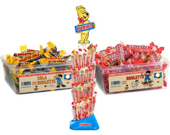Display HARIBO 225 Roulettes - Tubos vrac HARIBO - Bonbons gélifiés ...