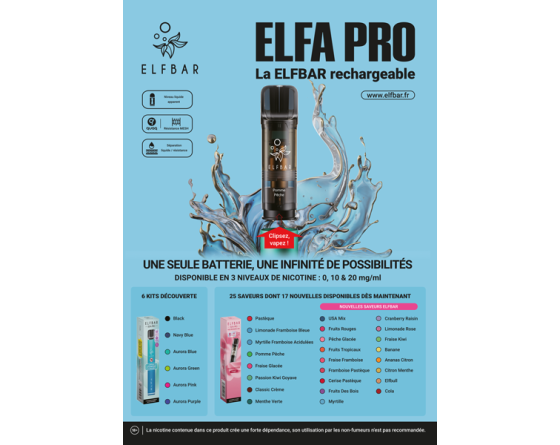 Affiche A4 gamme ELFA PRO - PLV ELFA PRO - ELFBAR ELFA PRO - PUFF ...
