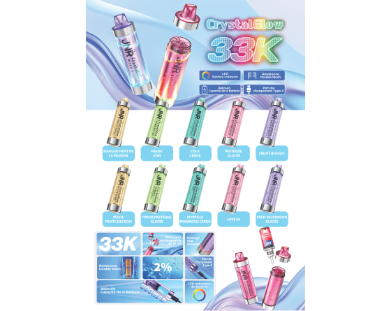 AFFICHE A4 JNR CRYSTAL GLOW - CRYSTAL GLOW 33K 🆕 - JNR - PUFF & Pods ...